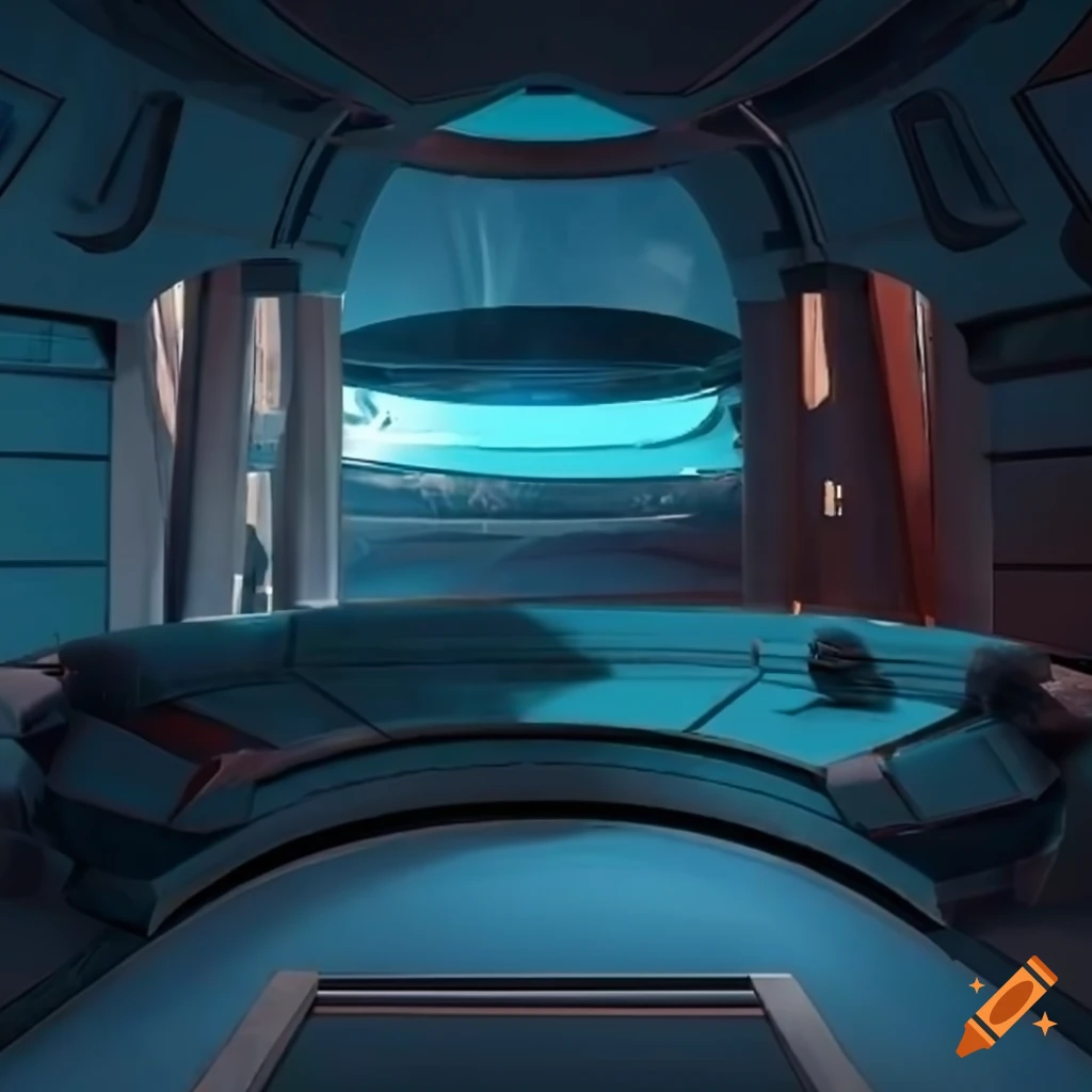 Interior of a futuristic spaceship with comfy seating on Craiyon