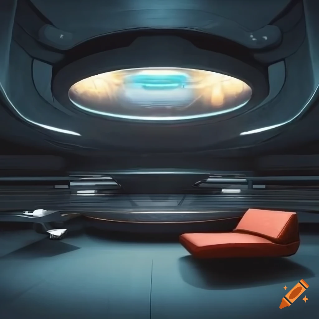 Interior of a futuristic spaceship with comfy seating on Craiyon