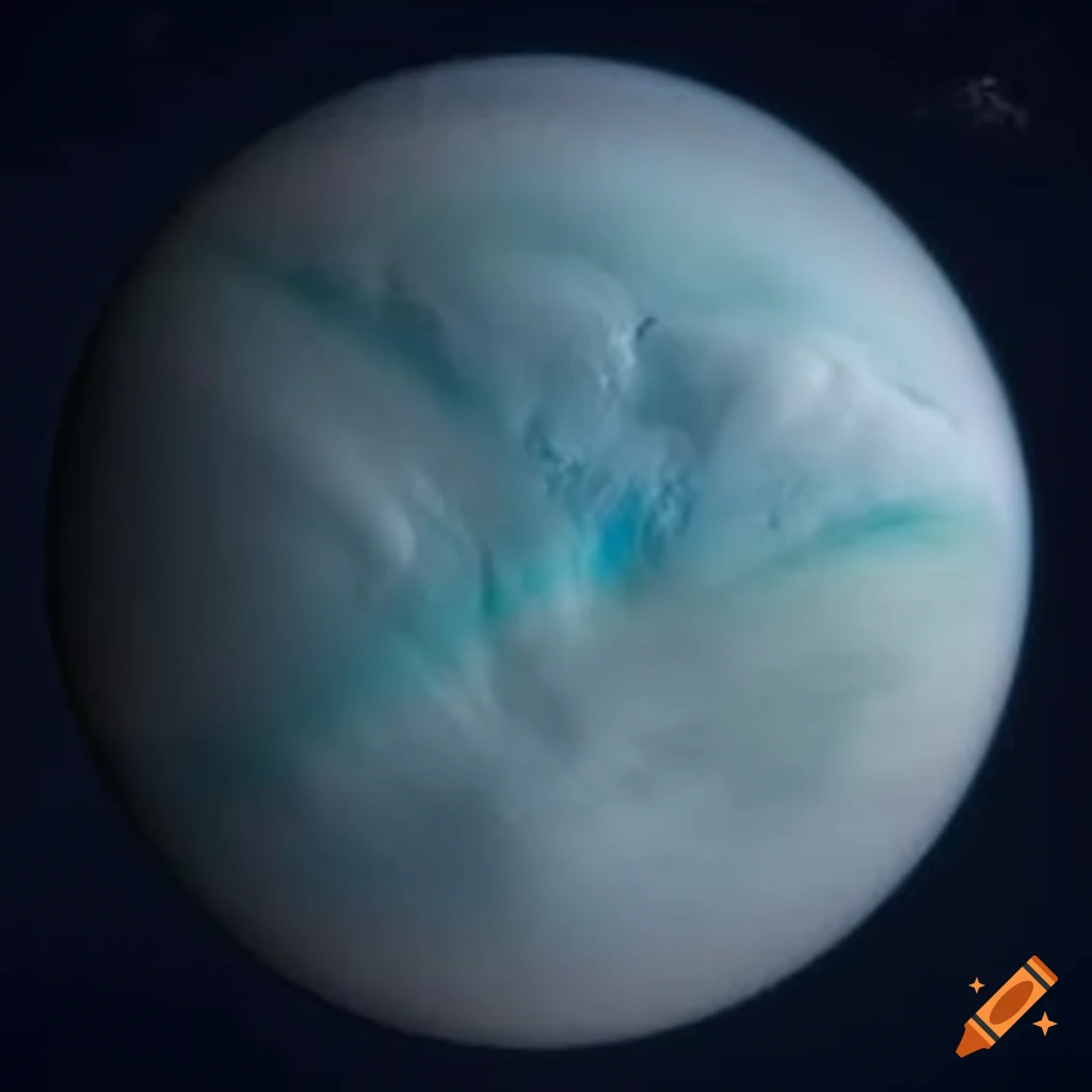 View of a frozen oceanic planet from space on Craiyon
