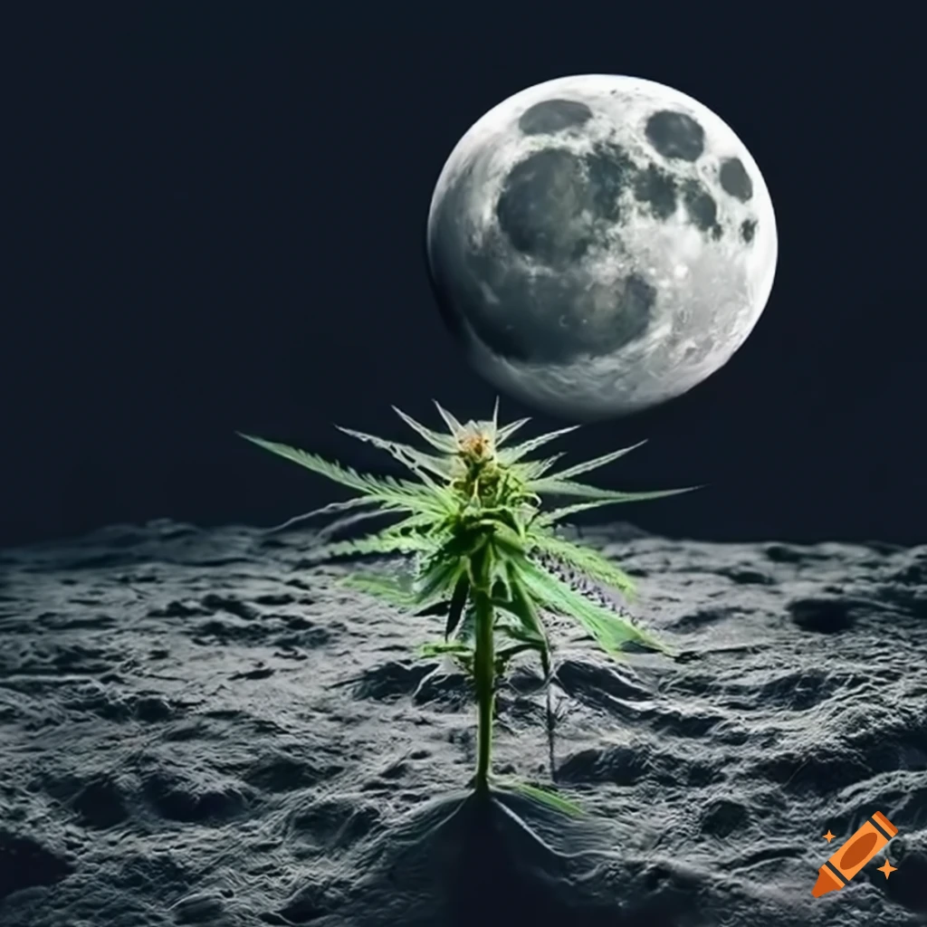Cannabis growing on the moon surface on Craiyon