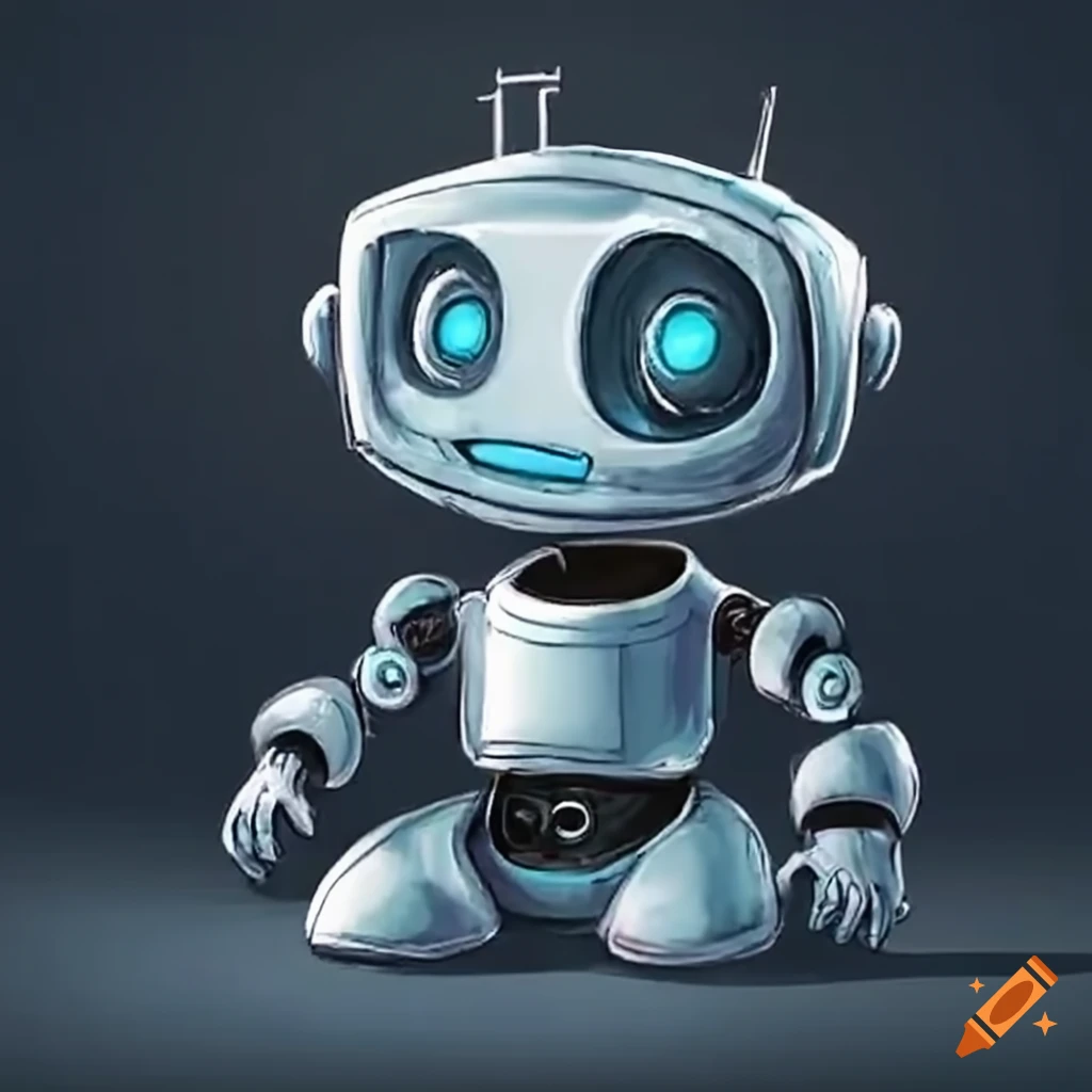 Cute robot named huey the friendly bot