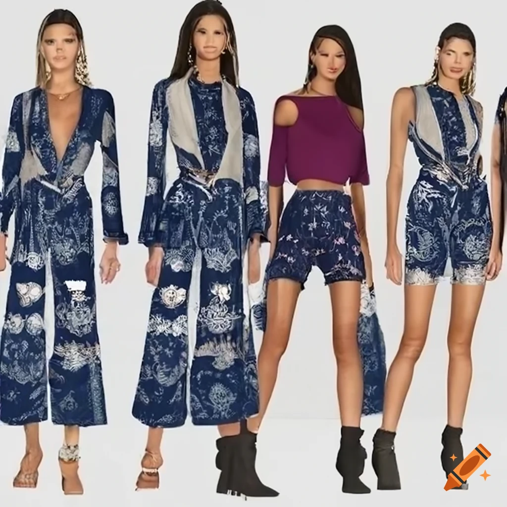 3d render of revolve ss24 playsuit with edgy patchwork