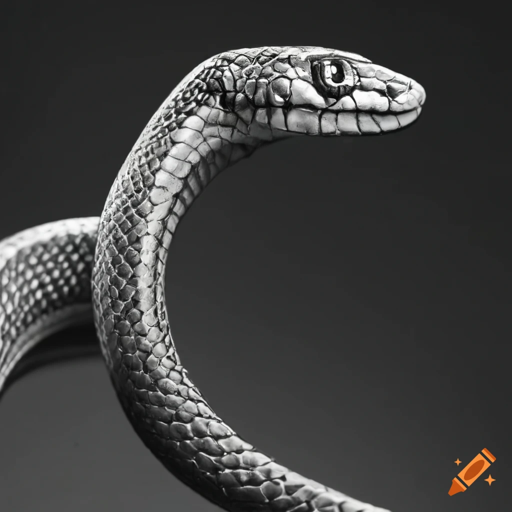 Metallic snake with "six" on its scales on Craiyon