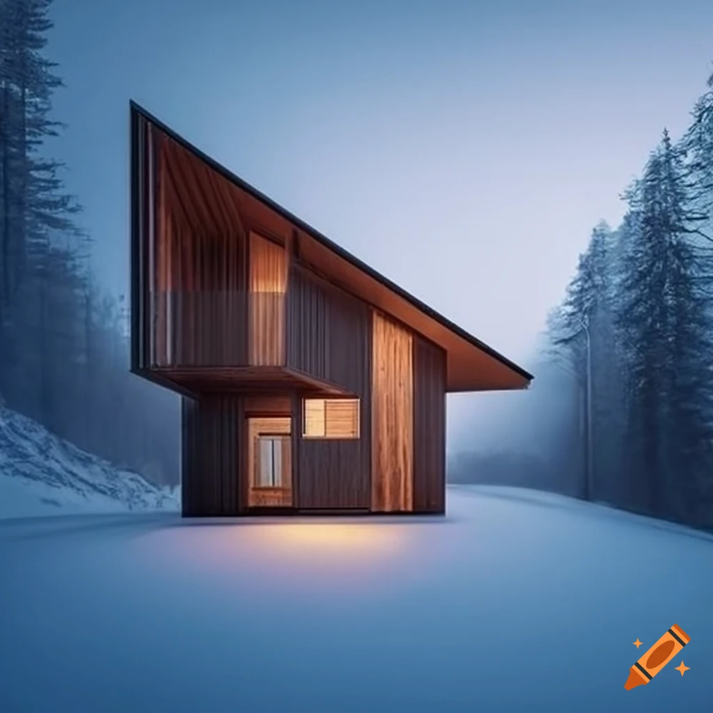 Minimalistic cabin architecture on Craiyon