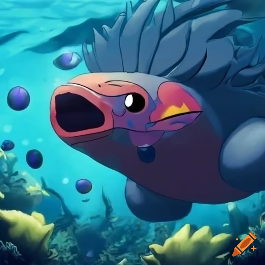 Friendly pokemon underwater wolffish