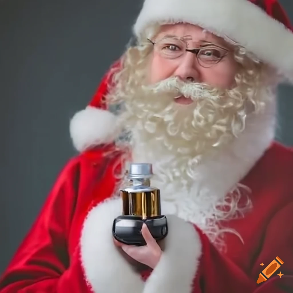 Santa claus with a bottle of perfume