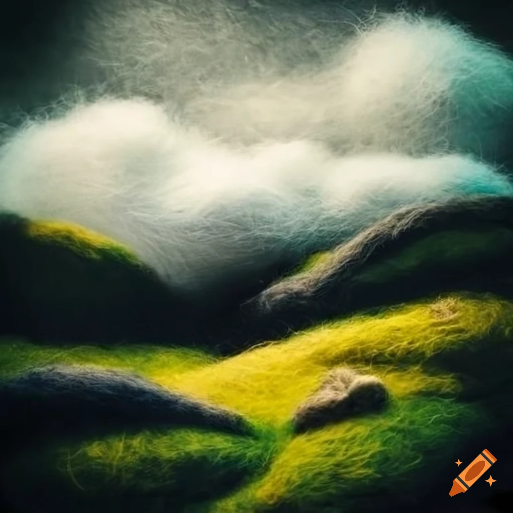 Wool art of a gloomy irish countryside
