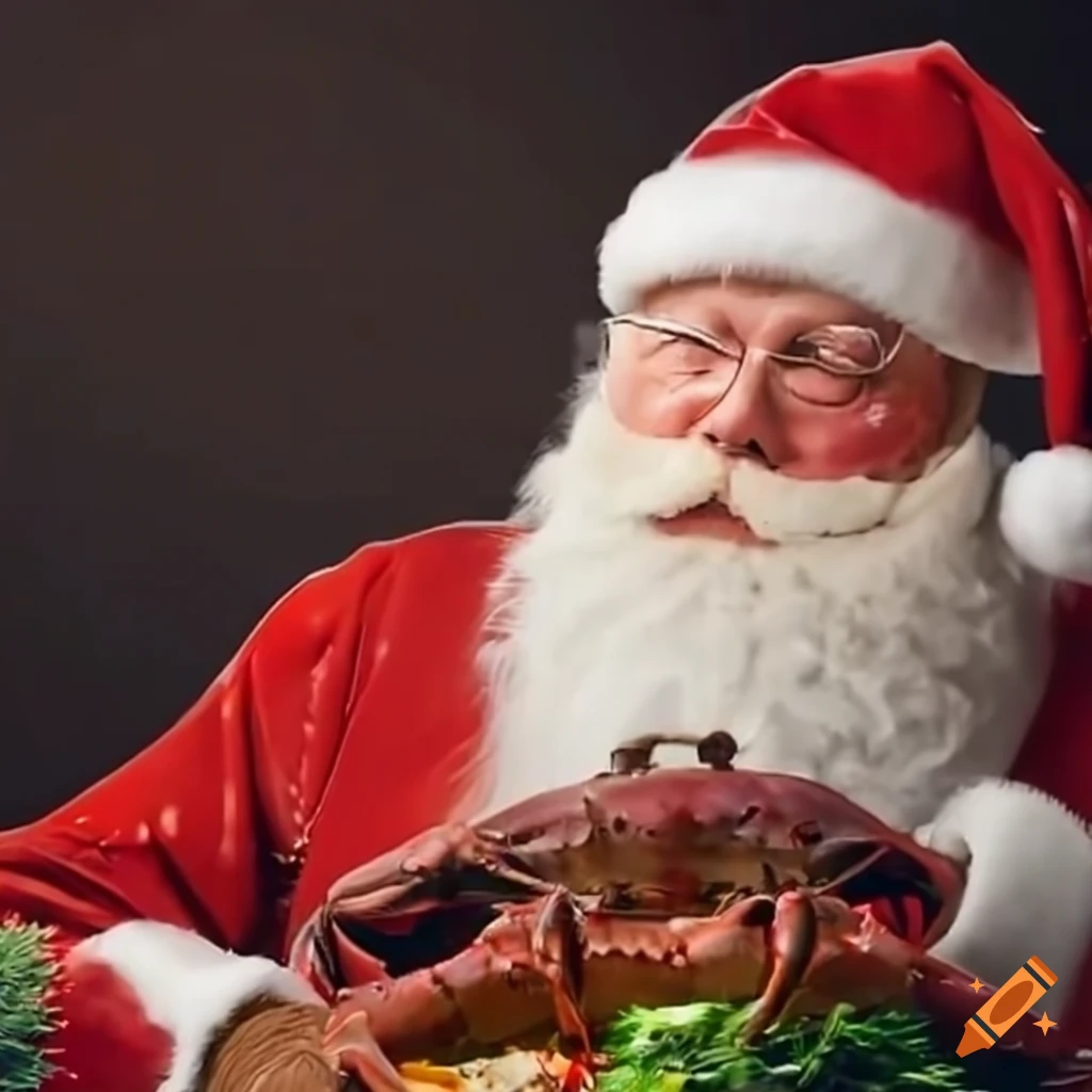 Santa eating a christmas feast on Craiyon