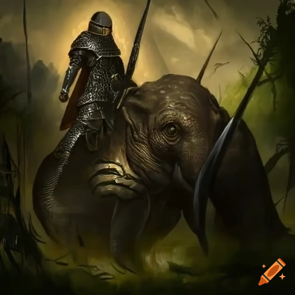 African war elephants in a desert landscape on Craiyon