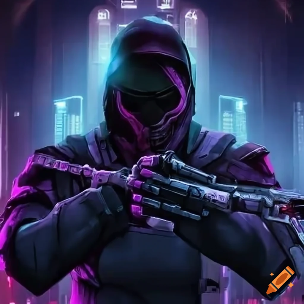 Cyberpunk superhero fighting crime in a futuristic city on Craiyon