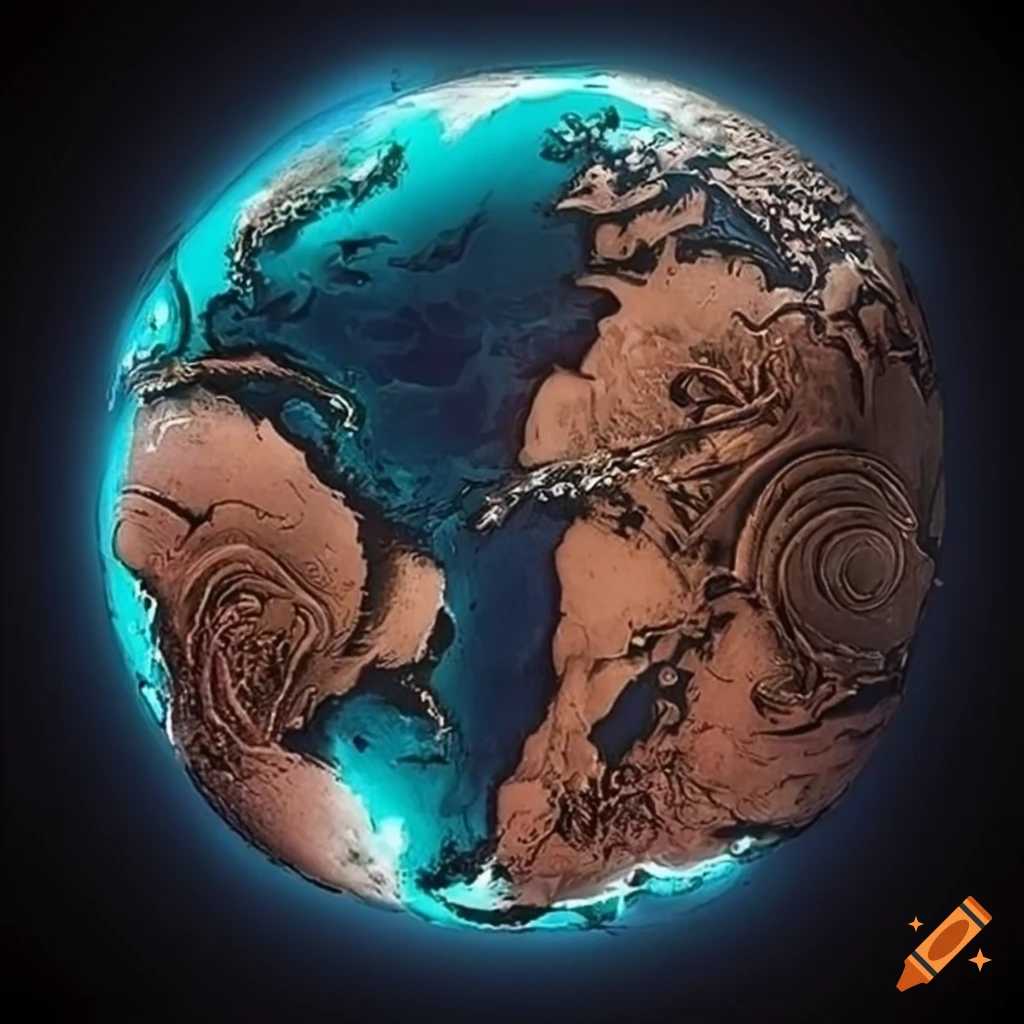 Psychedelic heavy metal logo of planet earth on Craiyon