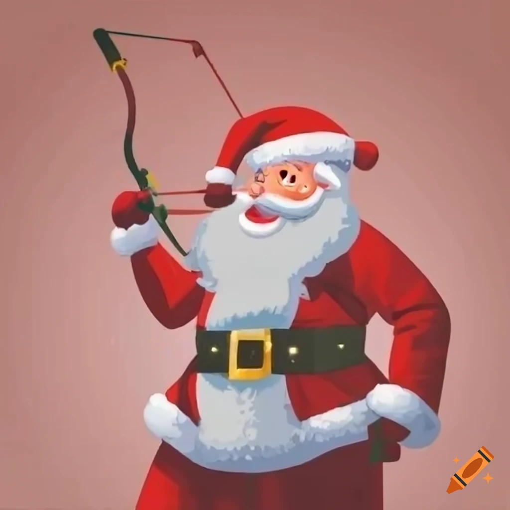 Christmas greeting with archery and santa claus