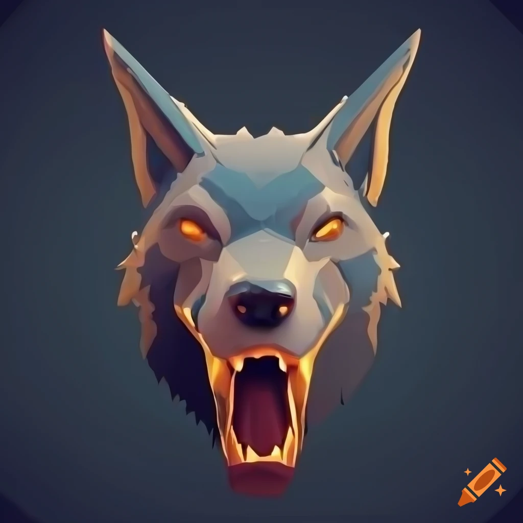 Stylized vector art of a wolf head on Craiyon