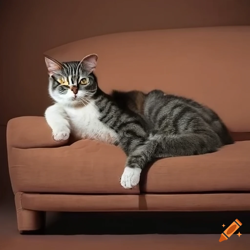 Fashion-forward cat on an elegant sofa on Craiyon