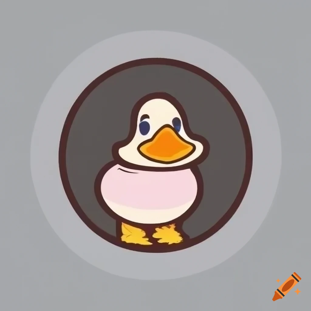 Eye-catching and cute duck logo in a circle on Craiyon