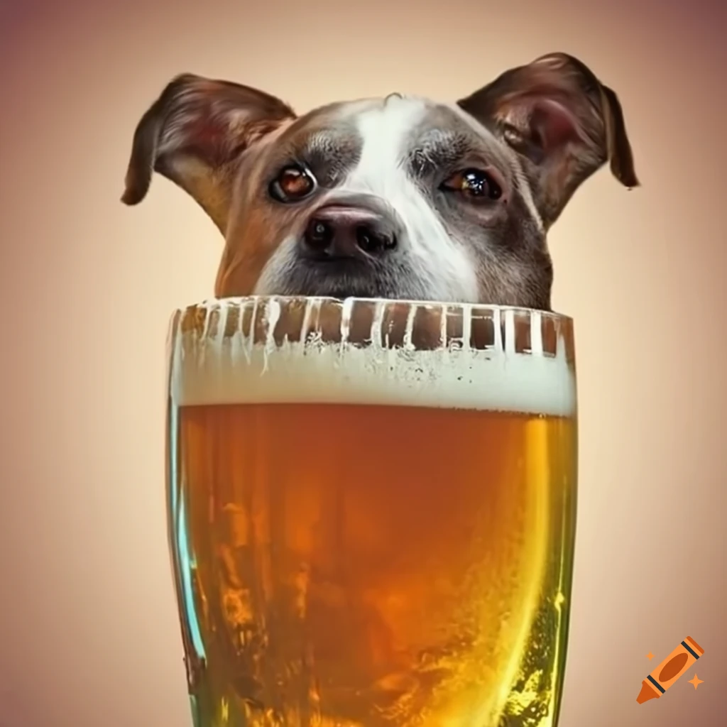 Dog drinking a beer