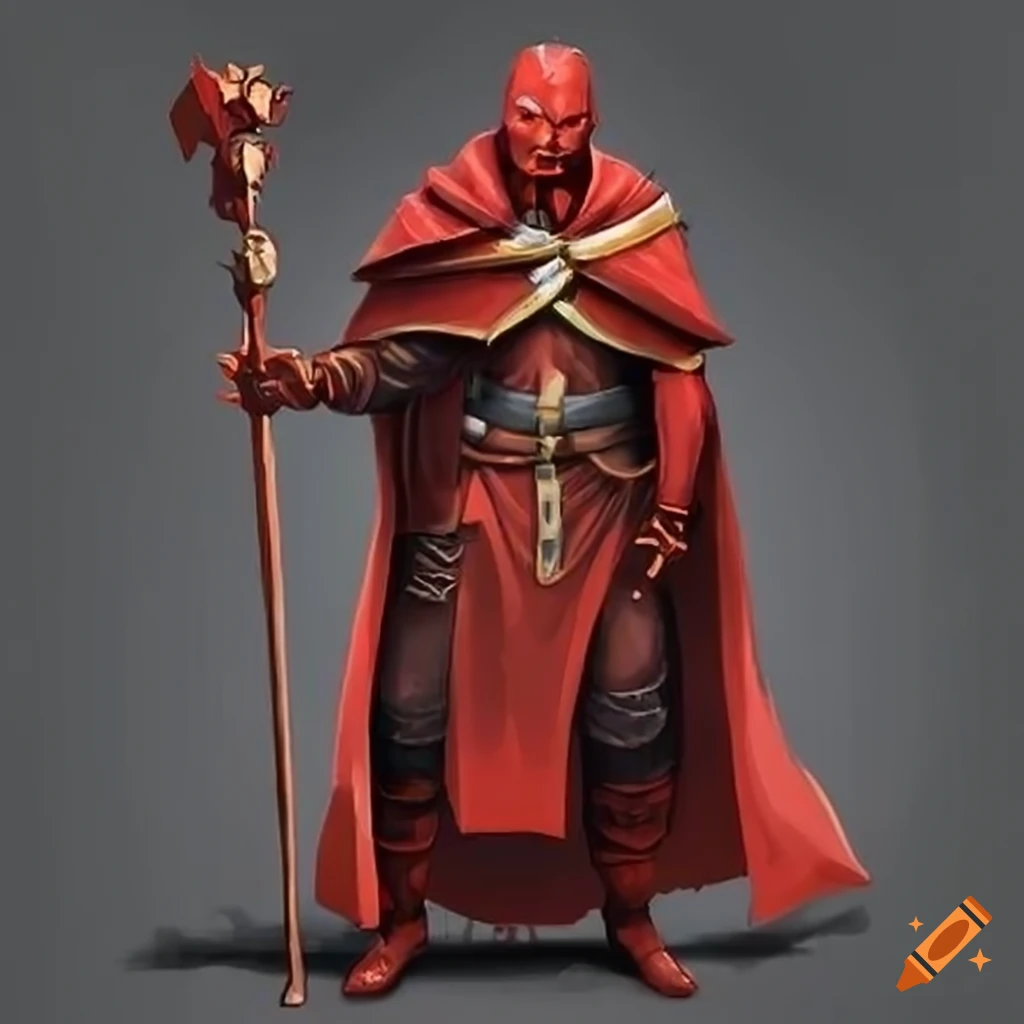 Red cleric man character
