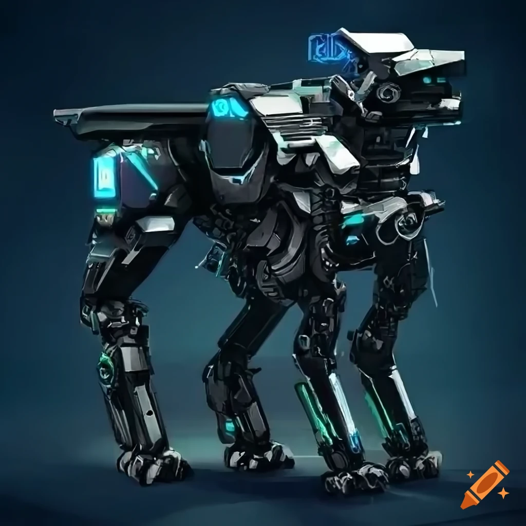 Image of a cyberpunk robot wolf on Craiyon