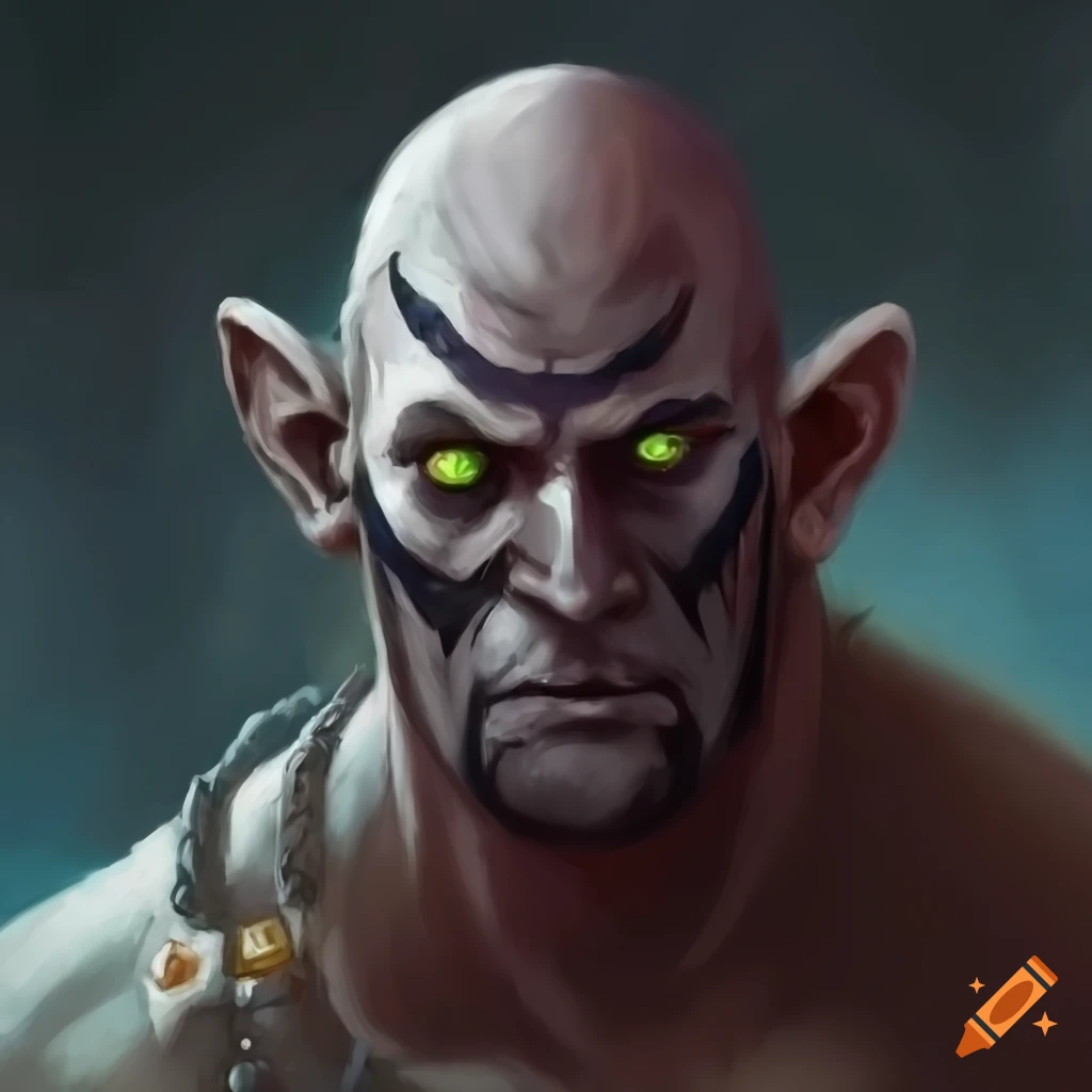 Realism painting of an orc portrait with symmetrical features on Craiyon