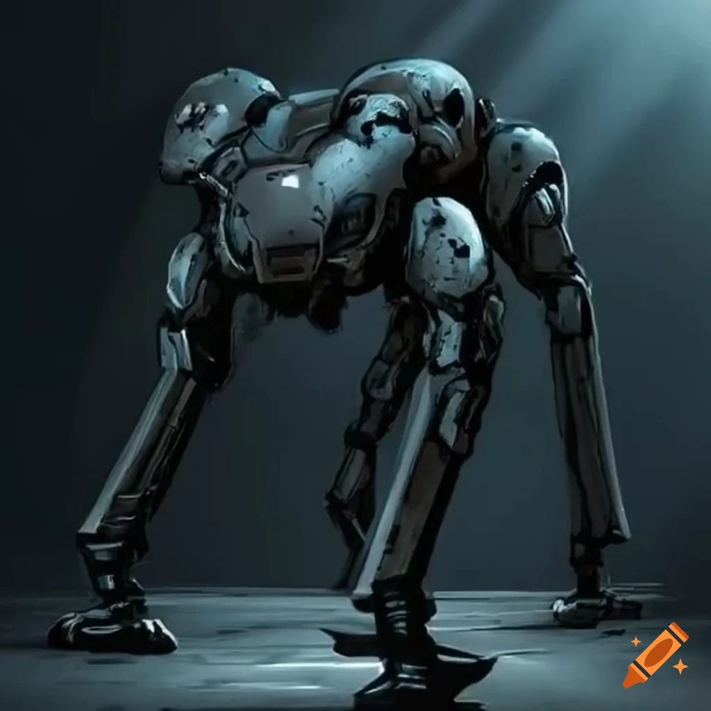 Concept art of a stealthy four-legged robot on Craiyon