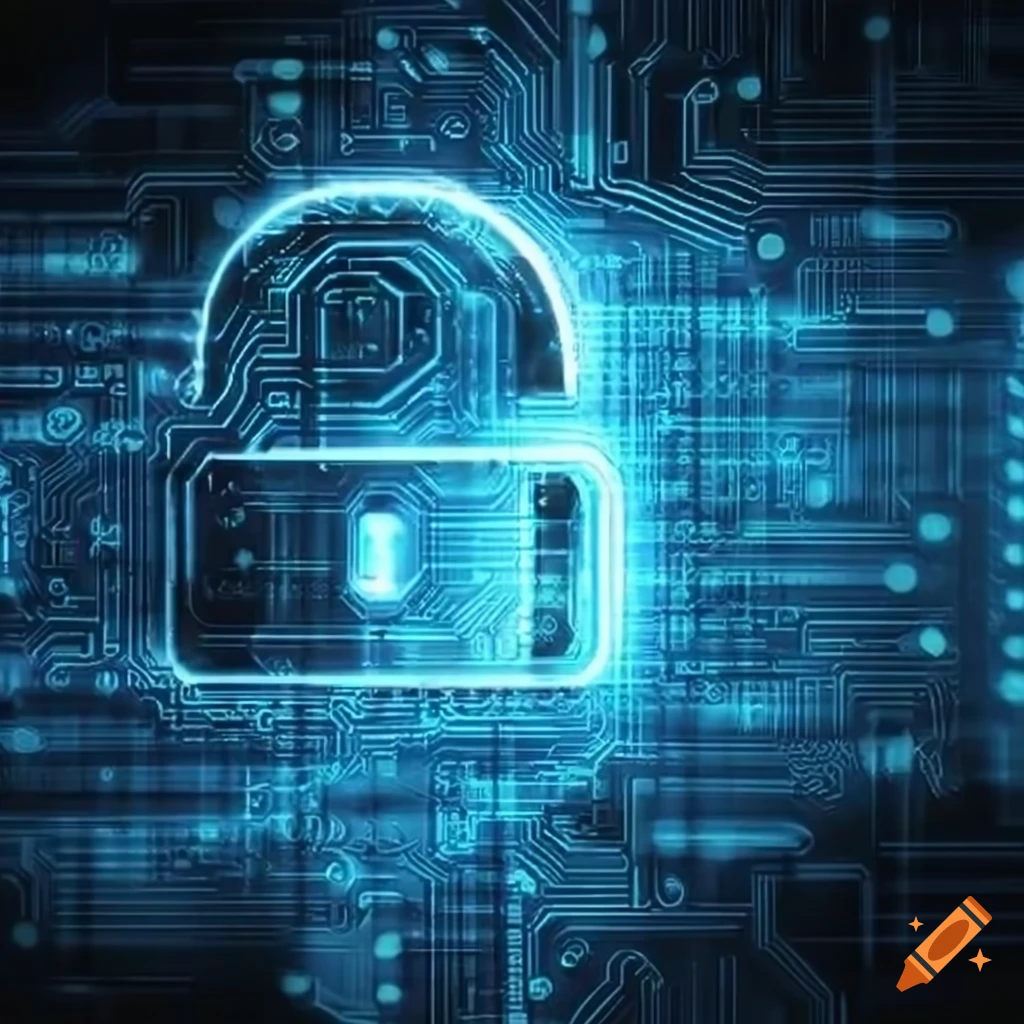 Data security concept with circuits and alphabet on Craiyon