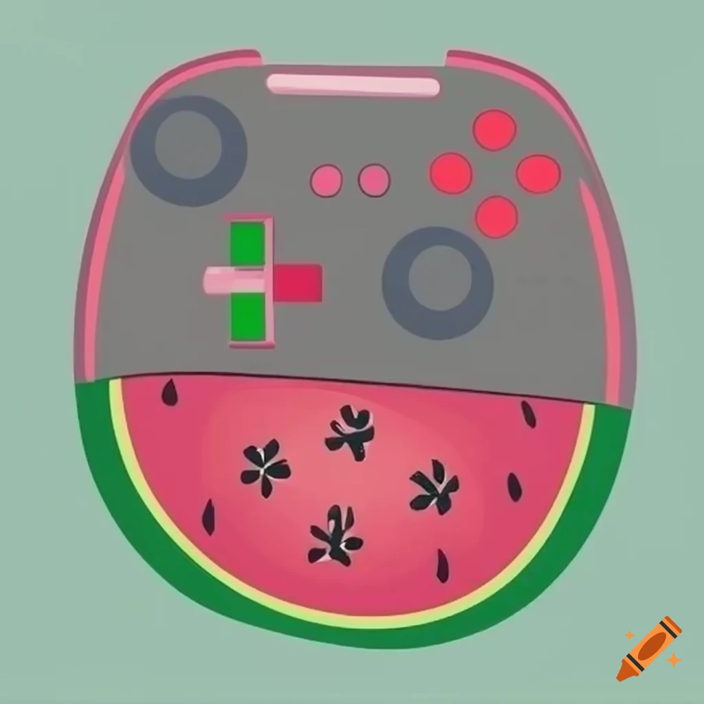 Stylish gaming logo with a watermelon-colored controller
