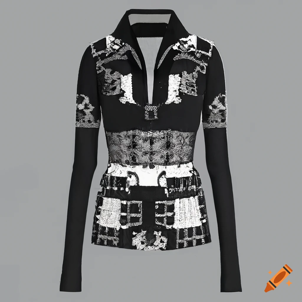 3D render of Revolve SS24 playsuit with edgy patchwork design on Craiyon