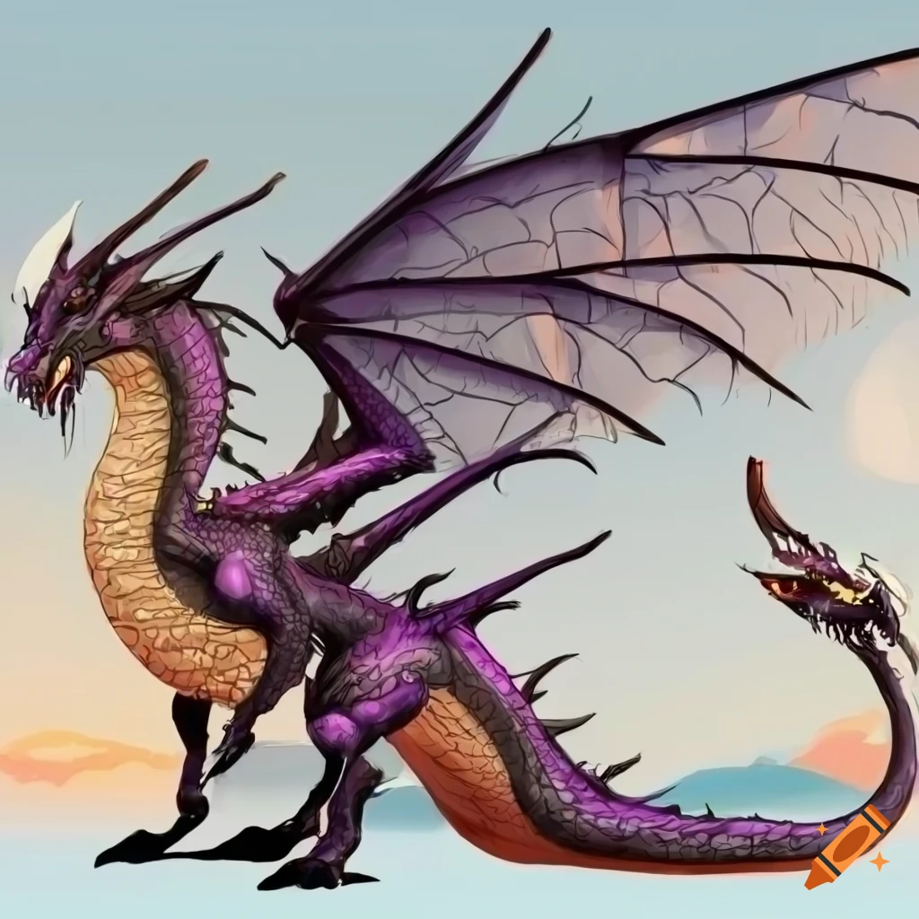 Side view illustration of a detailed dragon design on Craiyon