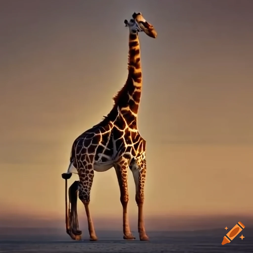 Giraffe standing next to a house on Craiyon