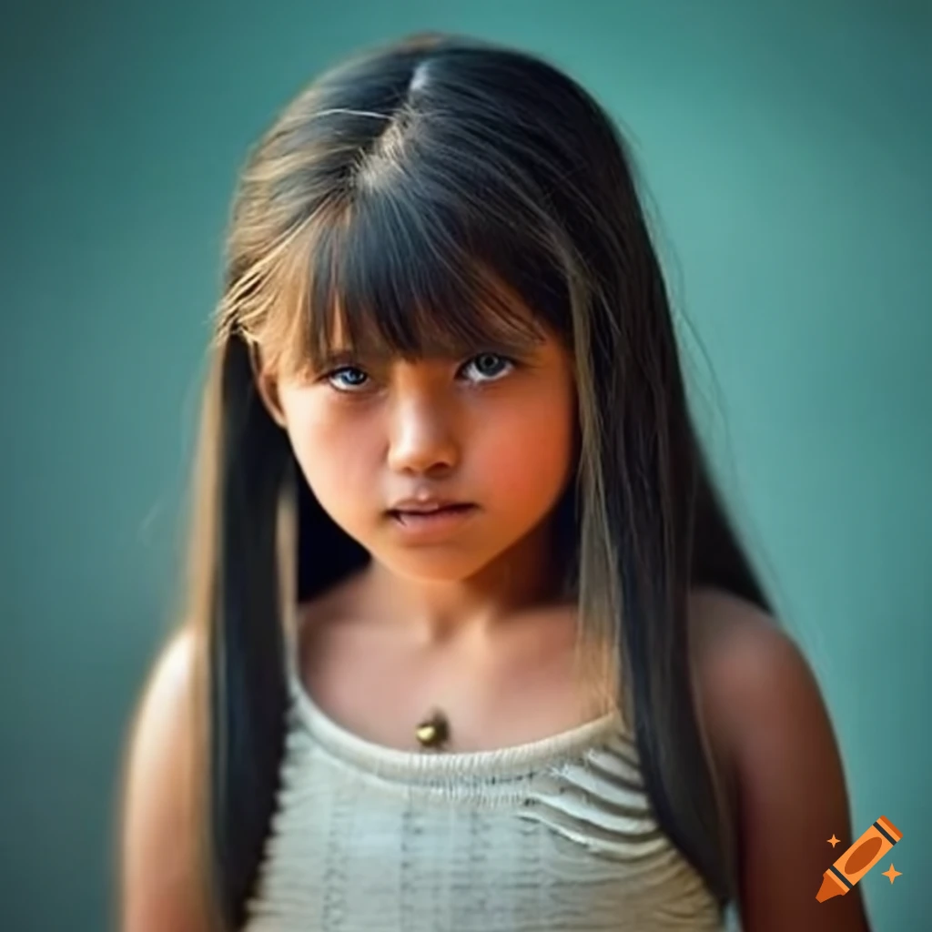 Portrait of a young hawaiian girl with long hair