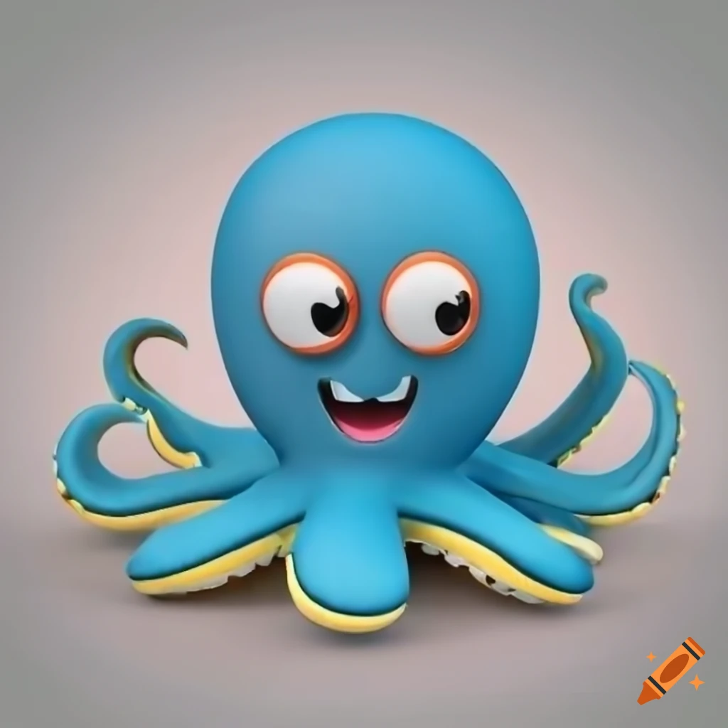 Cute and cheerful 3d octopus character