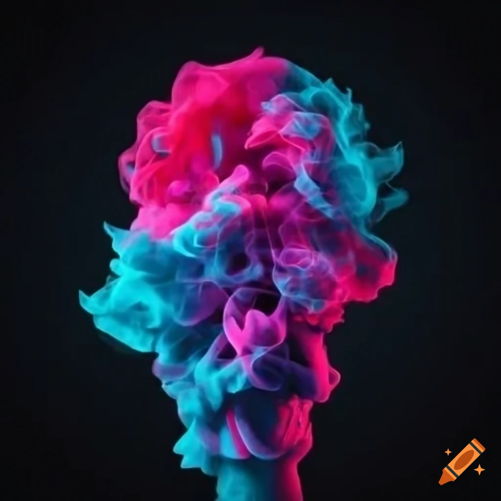 Shapeshifting black smoke and pink crystals on Craiyon