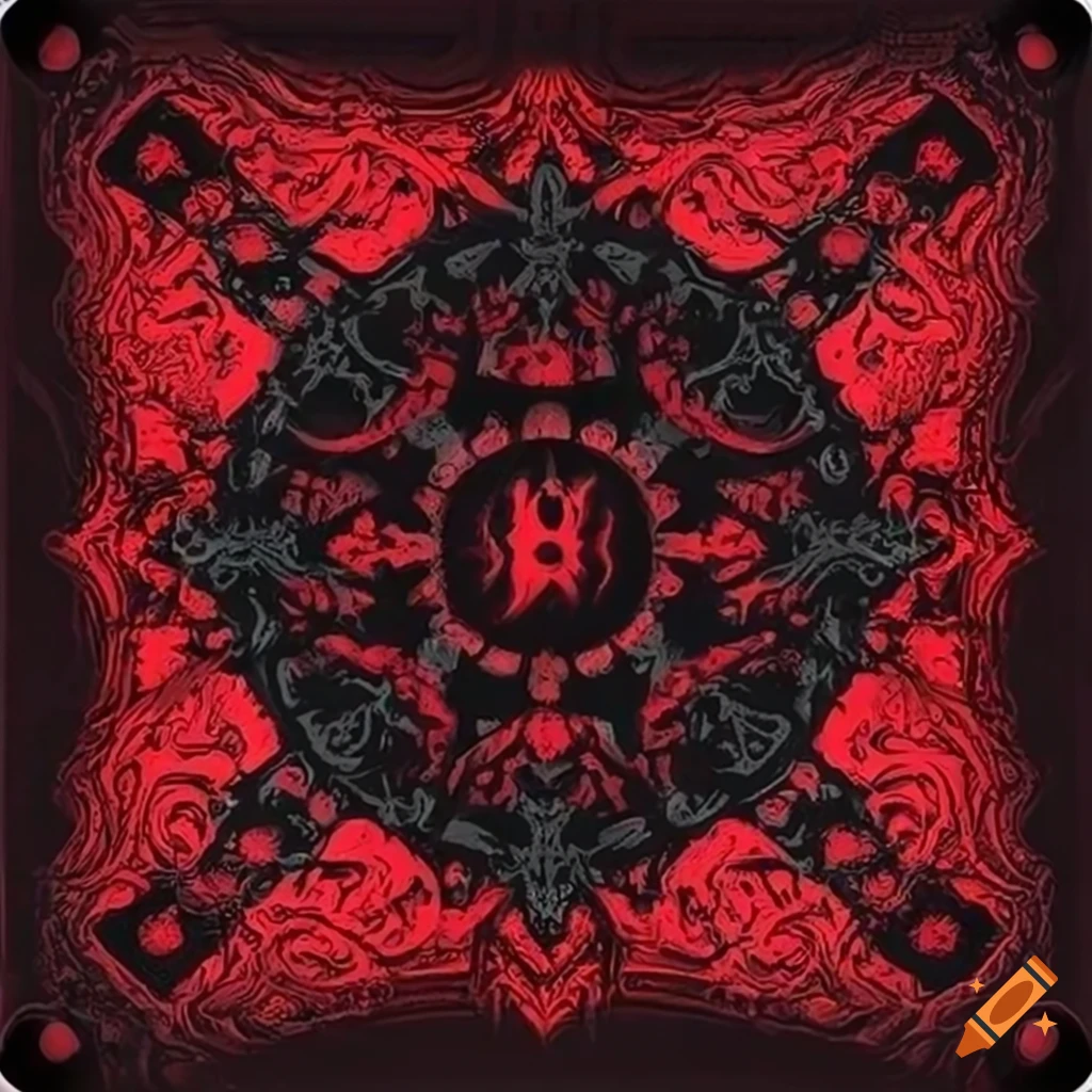 Stylized gothic logo in red and black