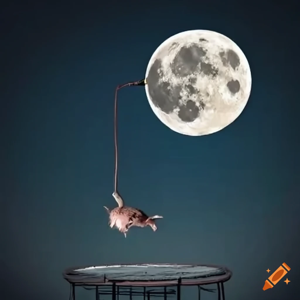 An adventurous pig performing amazing stunts on the moon on Craiyon