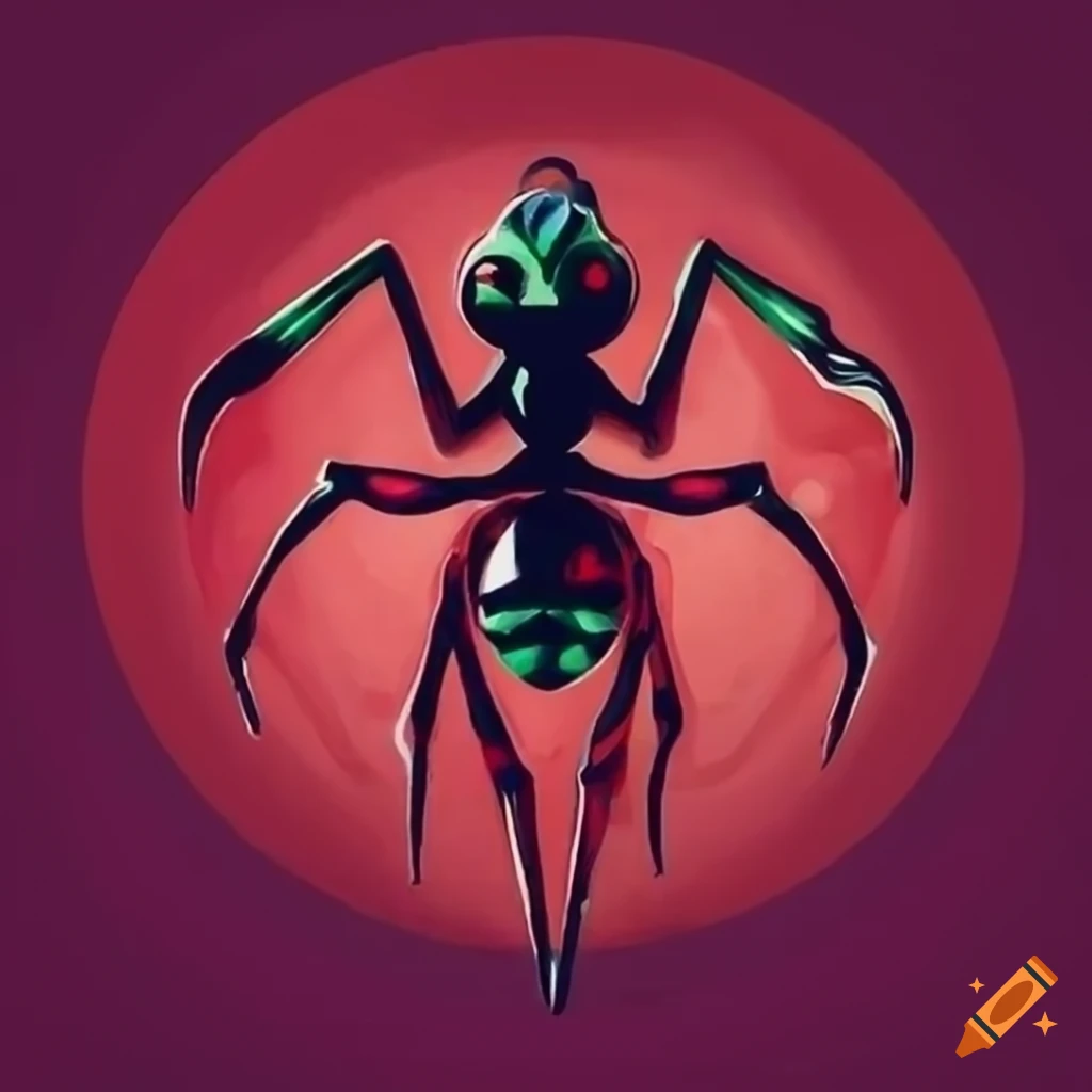 Psychedelic heavy metal logo with mutant ant on Craiyon