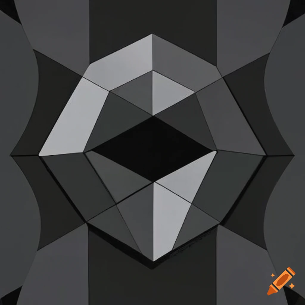 Penrose geometric paradox in black and white on Craiyon