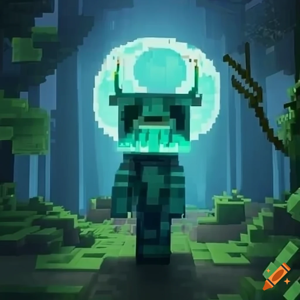 Epic minecraft warden in the moonlit forest on Craiyon