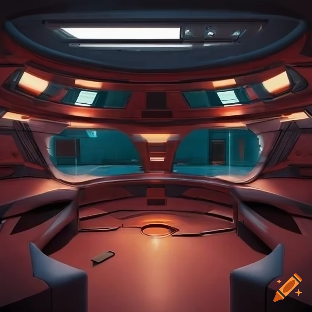 Interior of a futuristic spaceship with comfy seating on Craiyon