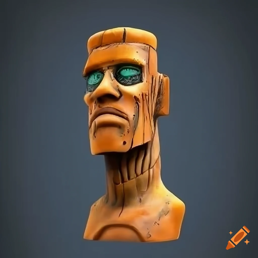 Moai statue of gordon freeman character from half-life on Craiyon