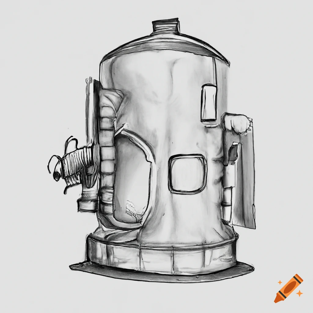 Minimalist water pipeline construction site in grayscale on Craiyon
