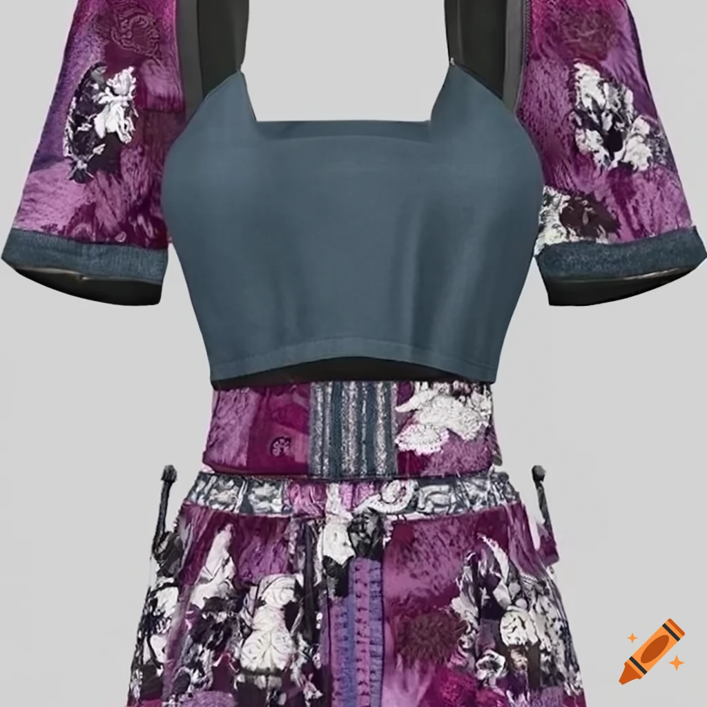3D render of a trendy playsuit with patchwork design on Craiyon