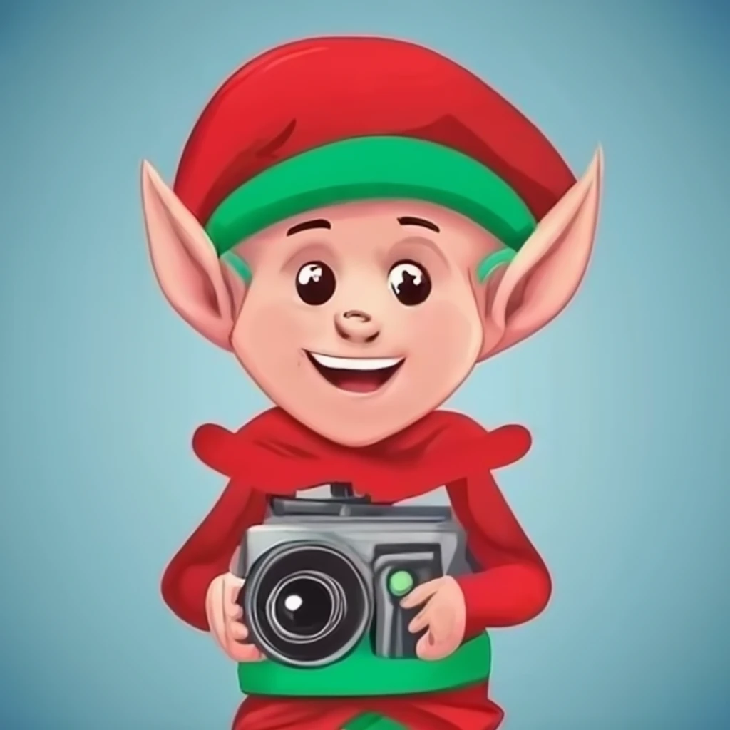 Cartoon elf with a camera on Craiyon