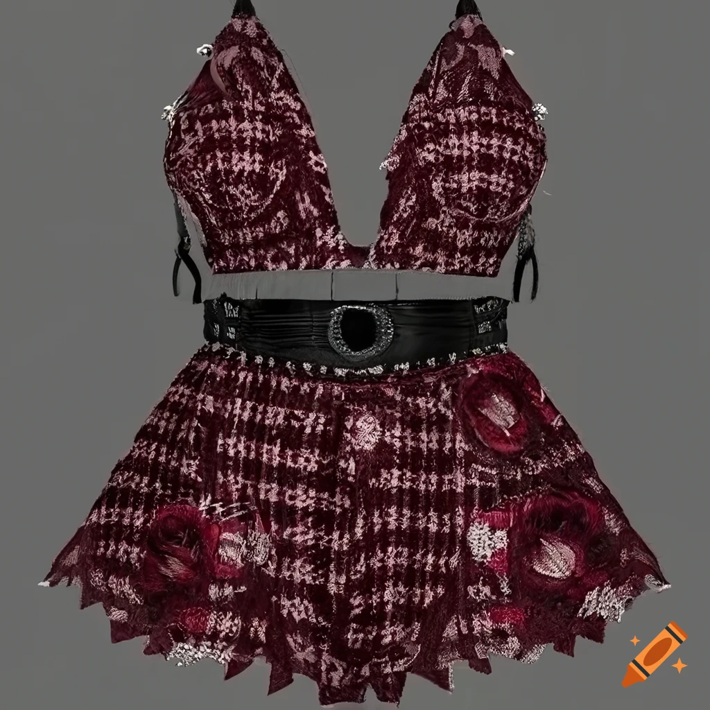 Red and teal goth outfit on Craiyon