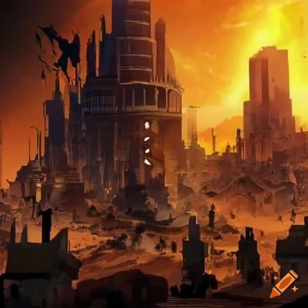 Illustration of a massive desert city in dnd on Craiyon