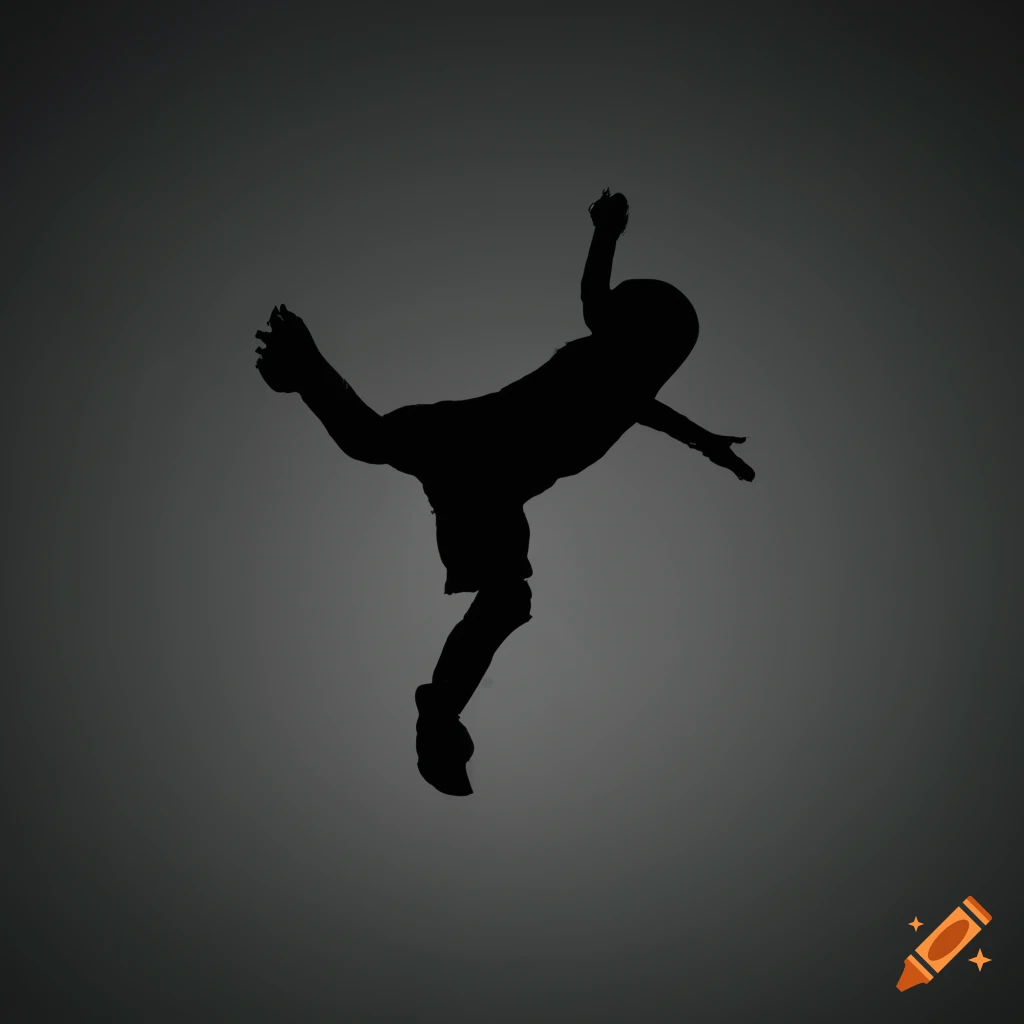 Silhouette of a child falling on Craiyon