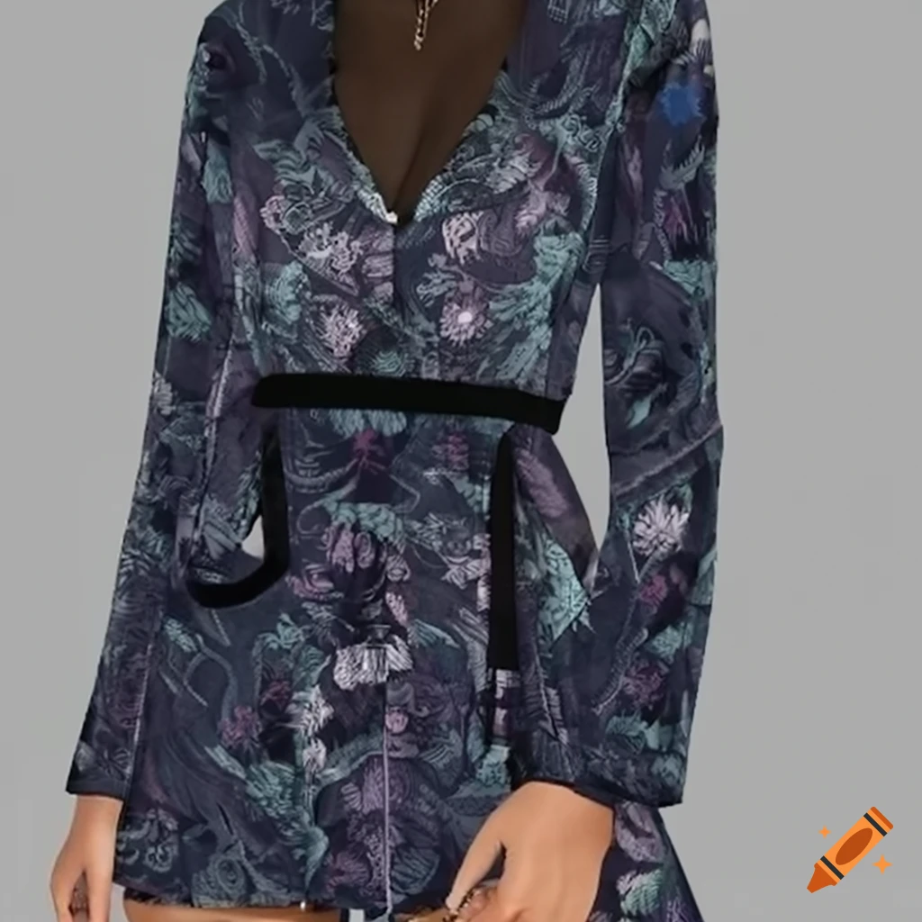 Ultra-short playsuit with patchwork design on Craiyon