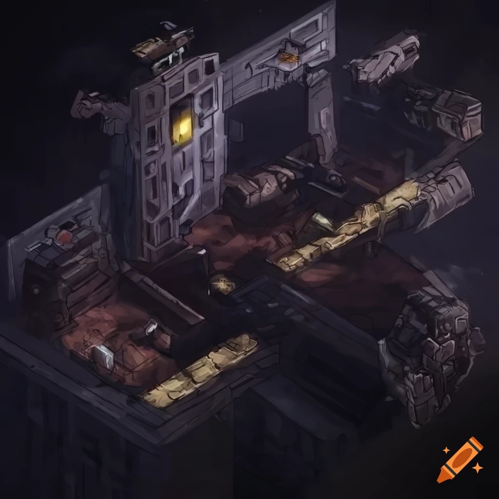 Top view of a warhammer 40k style landing platform texture on Craiyon