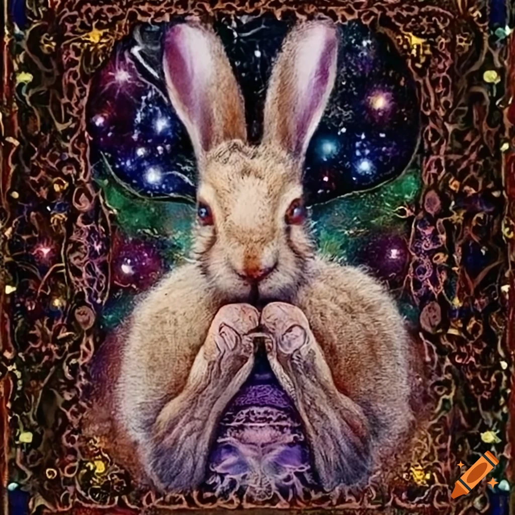 Mystical hare with cosmic wisdom