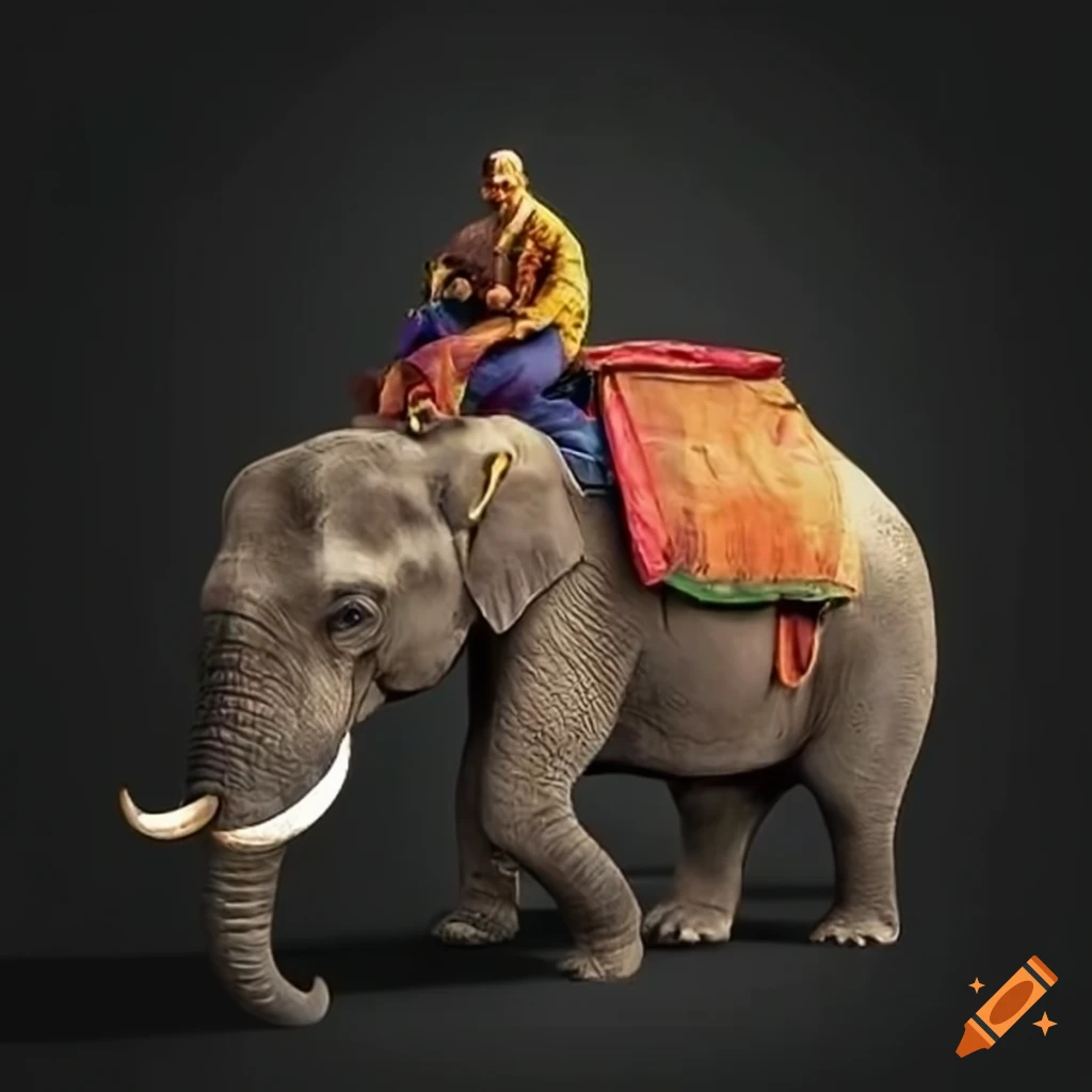 Man riding an elephant on Craiyon