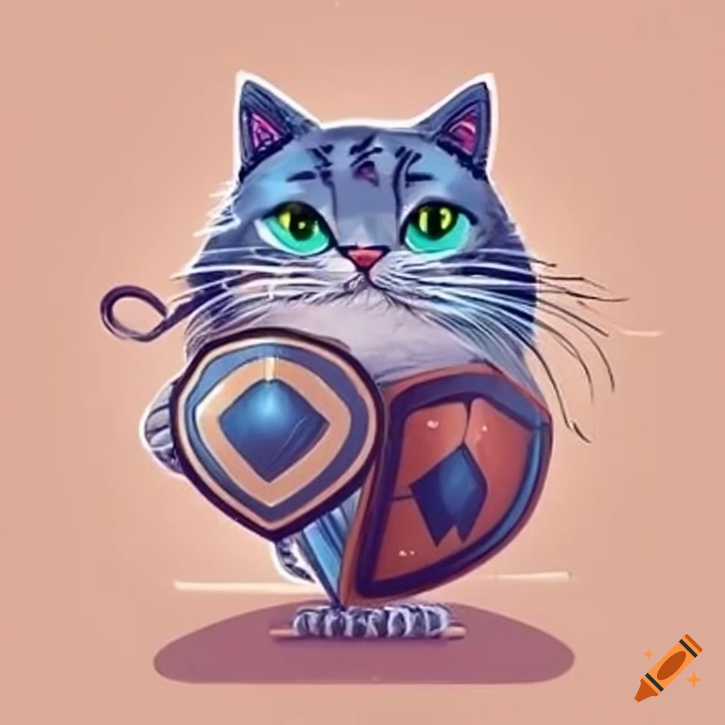 Cat holding a shield on Craiyon